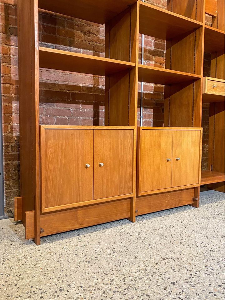 Mid Century Freestanding Modular Teak Wall Unit Bookcase – Pray for Modern